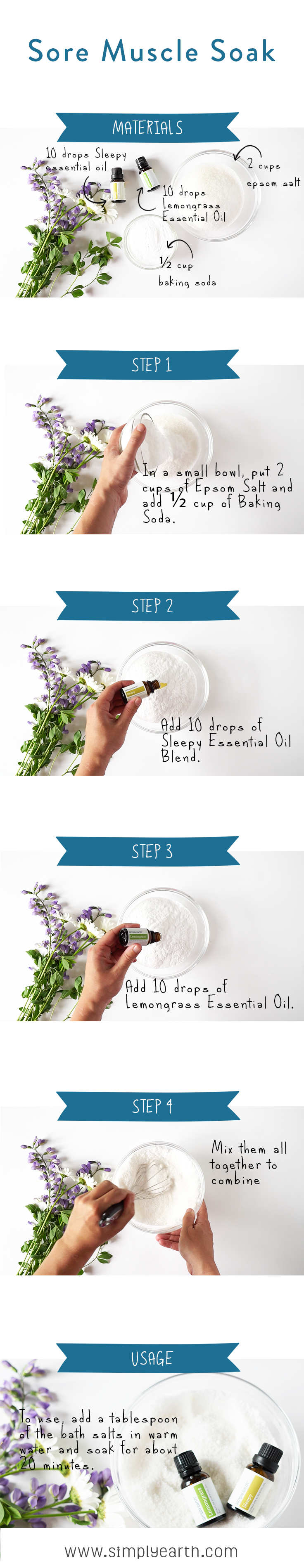 Essential Oil Bath Soak Recipe: Sore Muscles Remedy - Simply Earth Blog