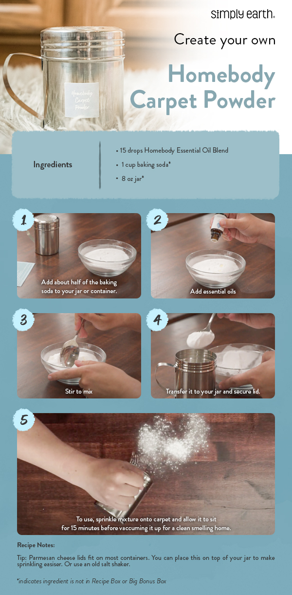 Natural Carpet Cleaner Recipe With Homebody Blend - Simply Earth Blog