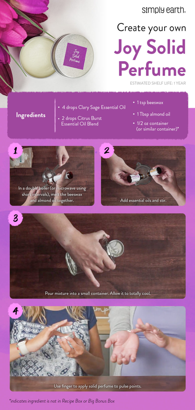 Joy Solid Perfume Recipe With Essential Oils - Simply Earth Blog