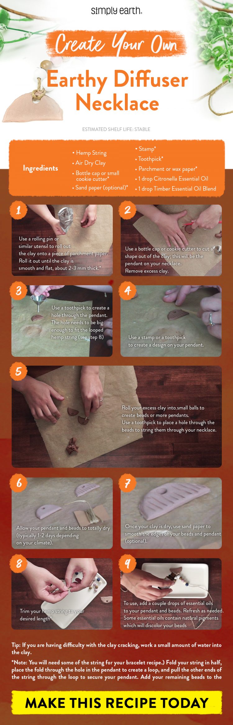 DIY Clay Diffuser Necklace with Essential Oils - Simply Earth Blog