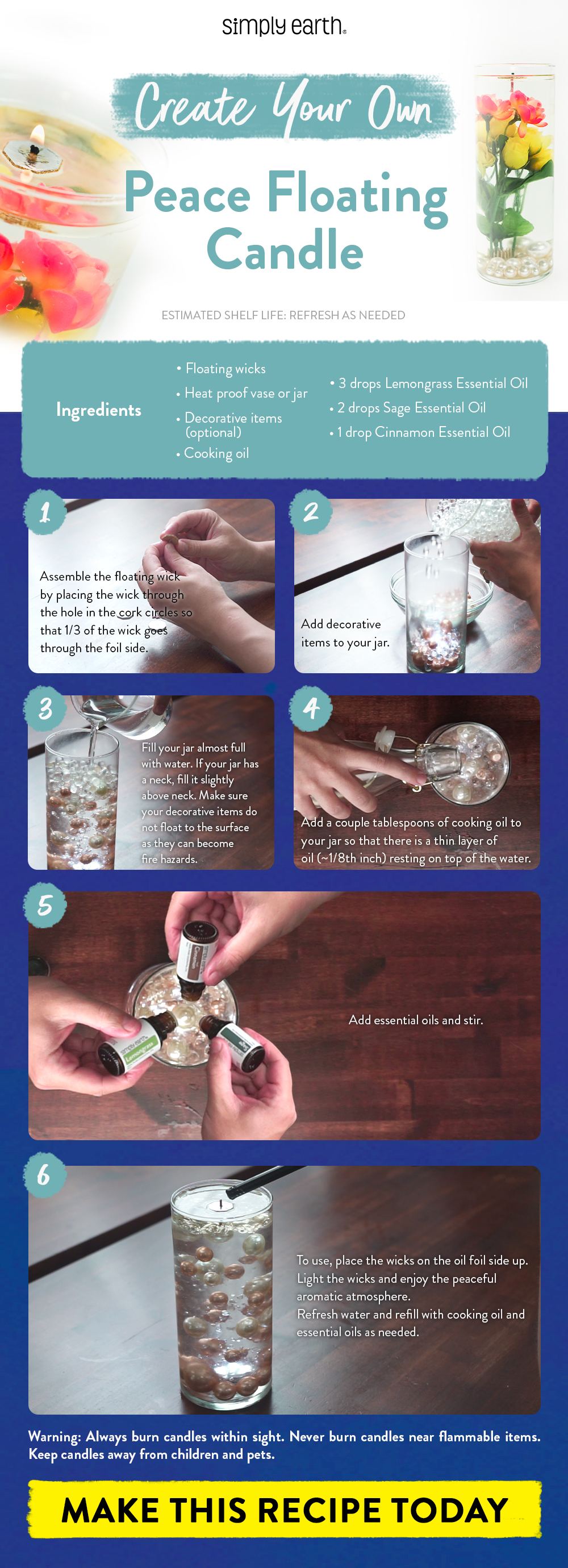 Peaceful Floating Candles with Essential Oils - Simply Earth Blog