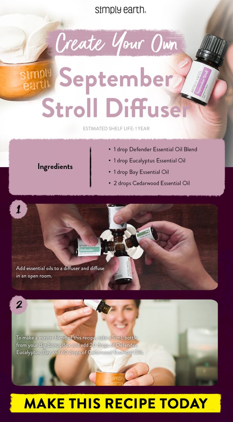 September Stroll Diffuser Blend - A Relaxing Essential Oil Blend - Simply Earth Blog