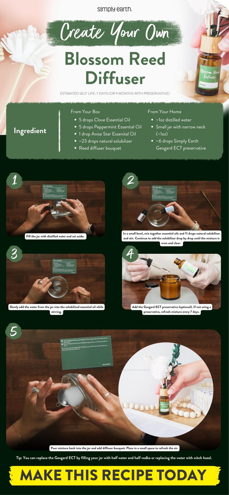 Blossom Bouquet Reed Oil Diffuser Recipe - Simply Earth Blog