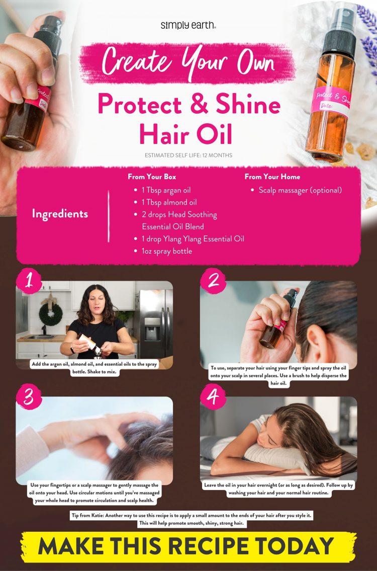 Protect & Shine Hair Oil Spray Recipe - Simply Earth Blog