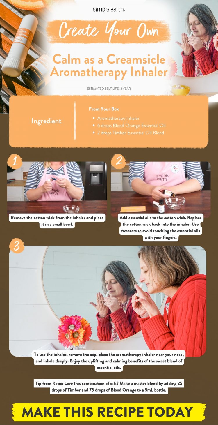 Calm as a Creamsicle Aromatherapy Inhaler Recipe - Simply Earth Blog
