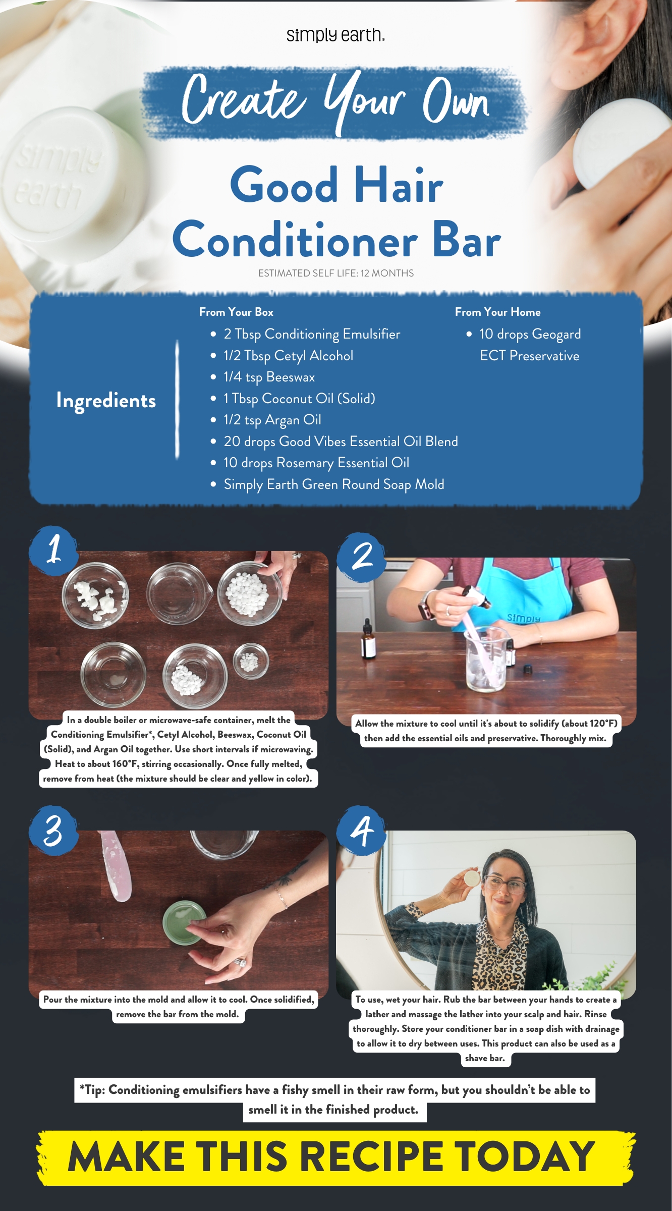 DIY Conditioner Bar Recipe: Eco-Friendly Hair Care - Simply Earth Blog