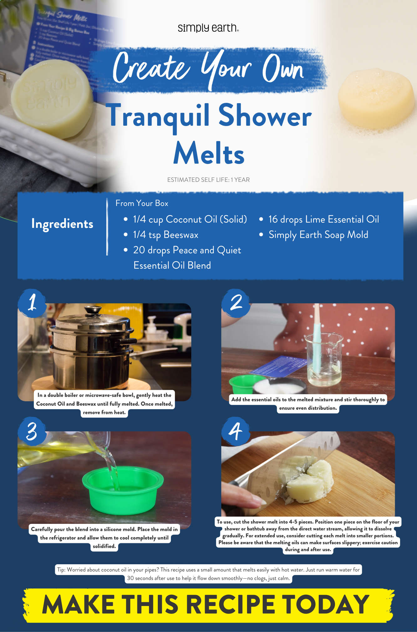 Tranquil Shower Melts Recipe: Turn Your Shower into a Spa-like Escape