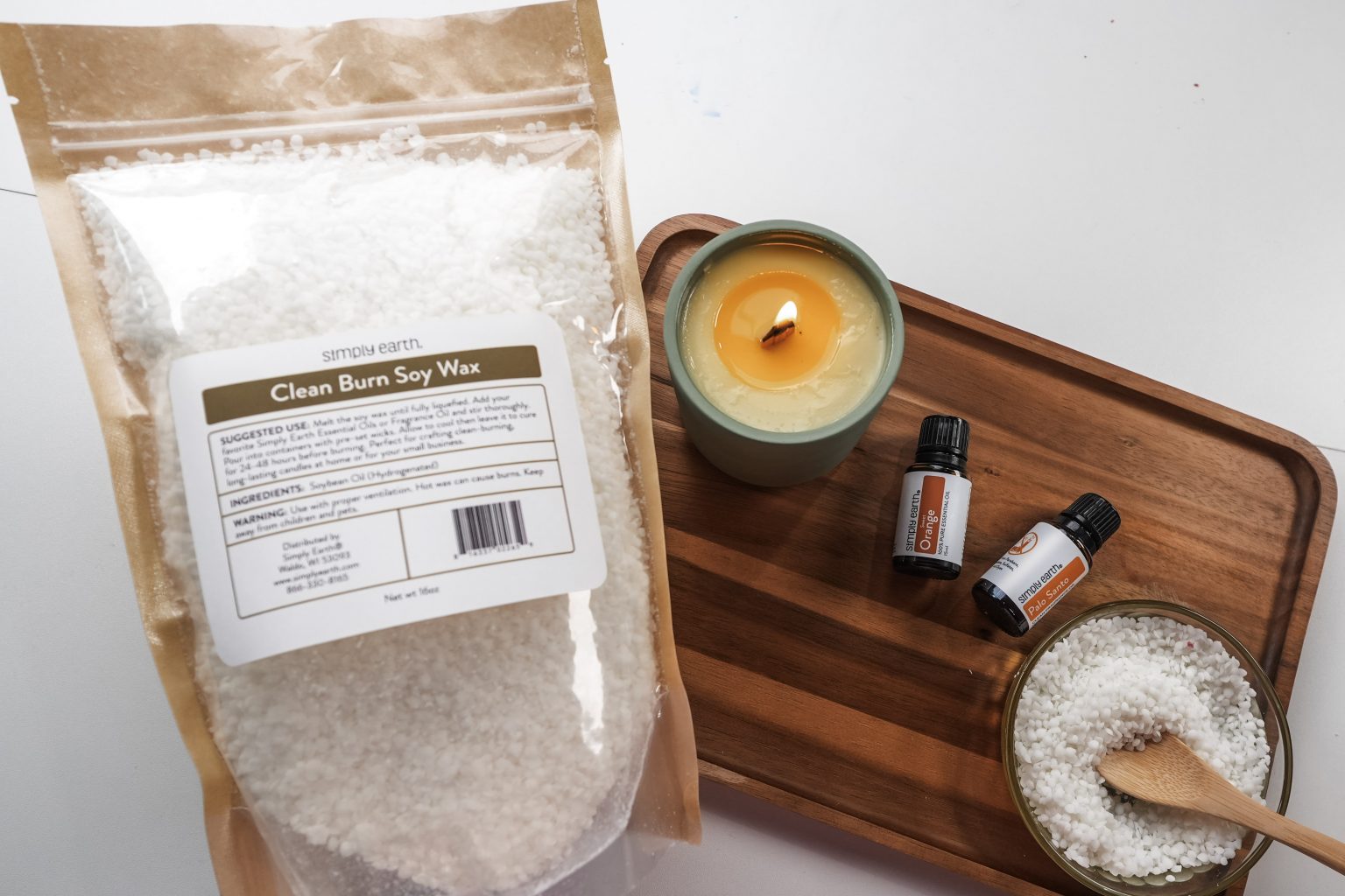 Clean Soy Burn Wax for Positive Mood | Simply Earth Candle Kit